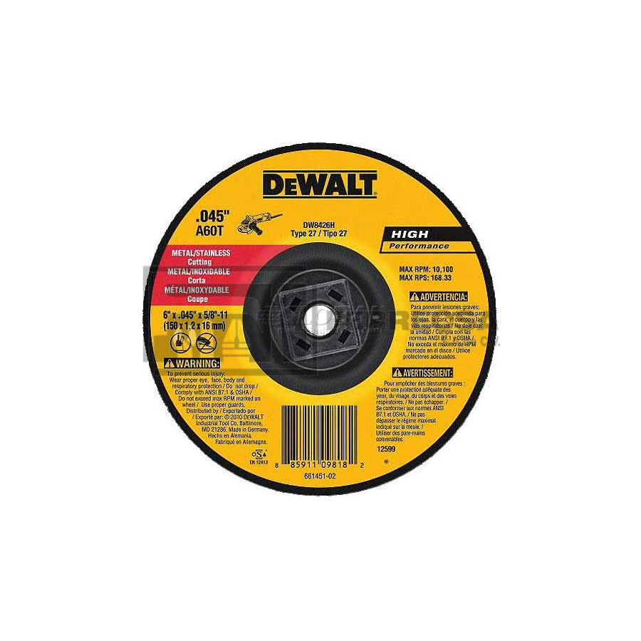 DISCO CORTE ACERO INOX. 7" DEWALT DW8427* - Tienda Ferrecsa